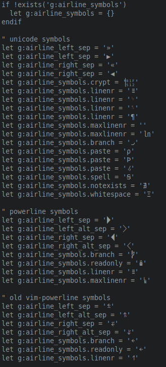 Powerline fonts work in console vim, but not in gvim · Issue #256 · vim-airline/vim-airline · GitHub
