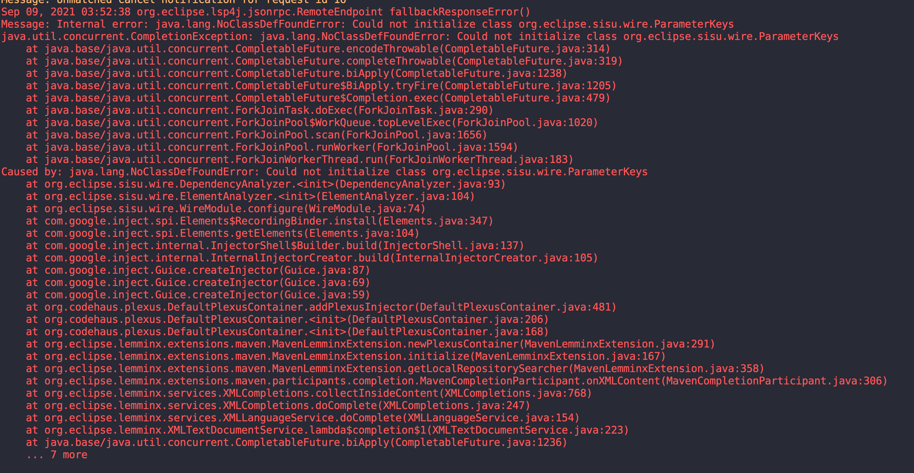 interation lemminx-maven in emacs'lsp-mode . maven's settings cannot get then throw NPE · Issue ...