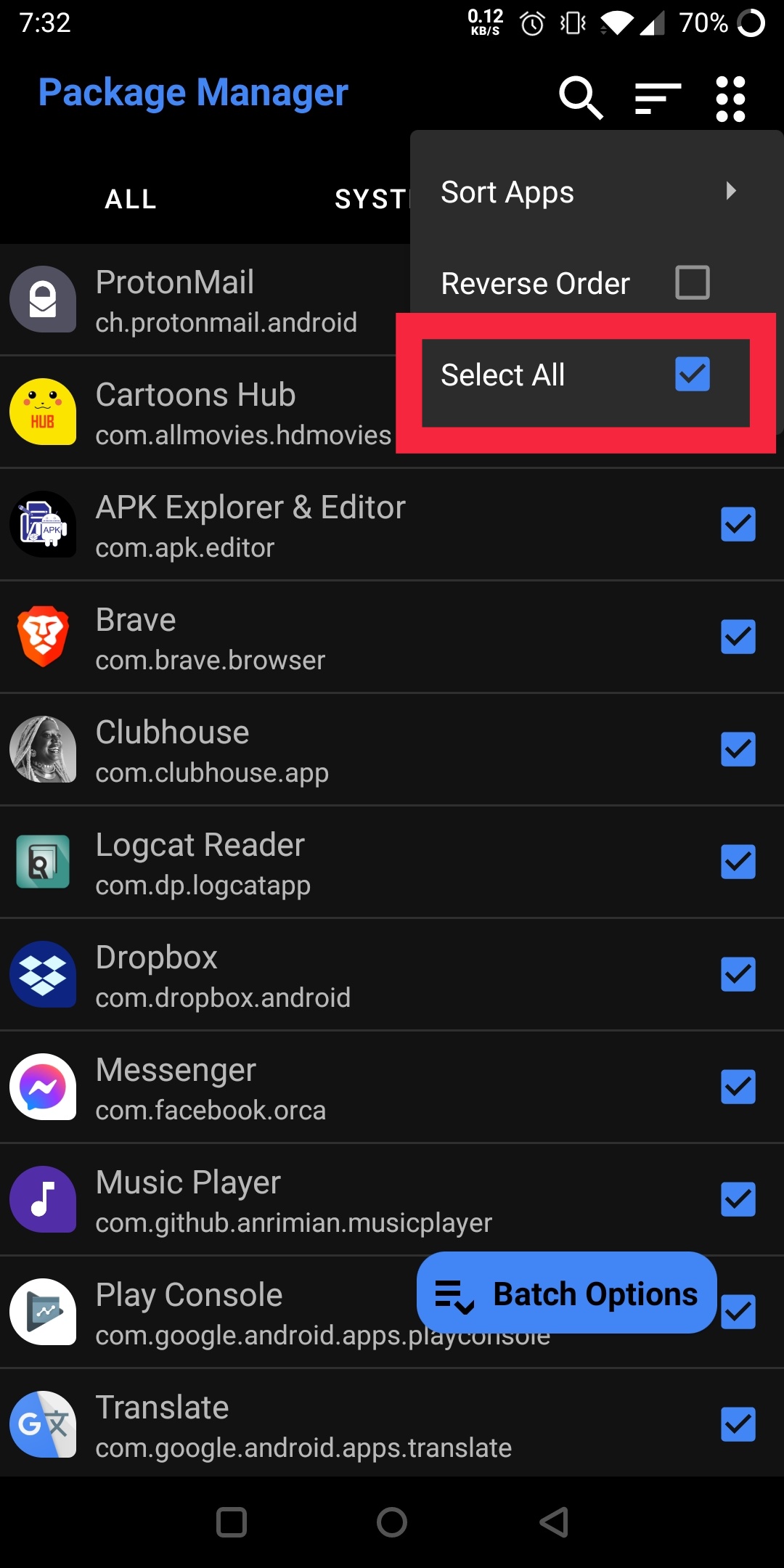 Batch Options Select all functions · Issue #22 · SmartPack/PackageManager · GitHub