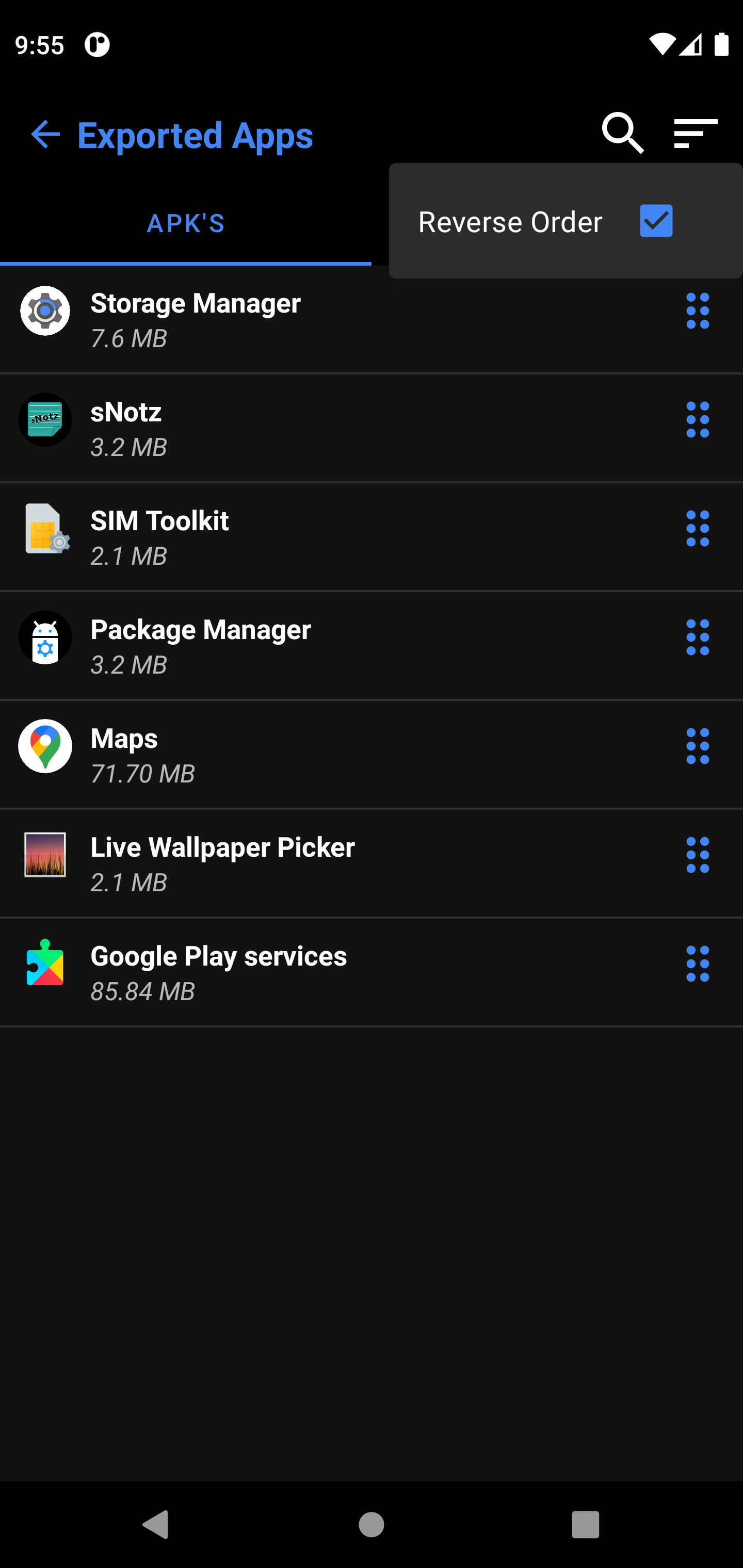 Add search and sorting options in Exported Apps · Issue #60 · SmartPack/PackageManager · GitHub