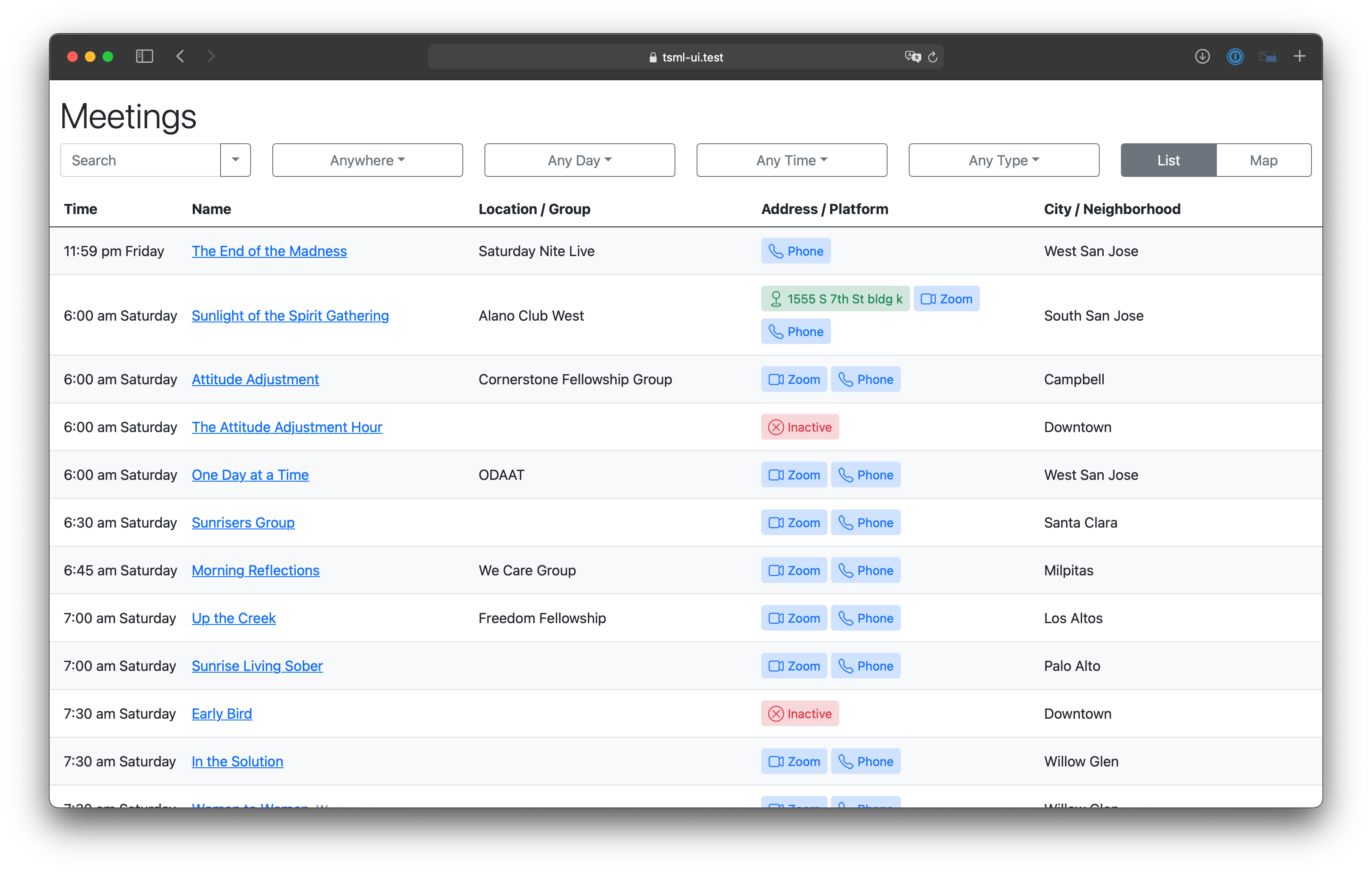 Change Default View to Upcoming Meetings · Issue #115 · code4recovery/tsml-ui · GitHub