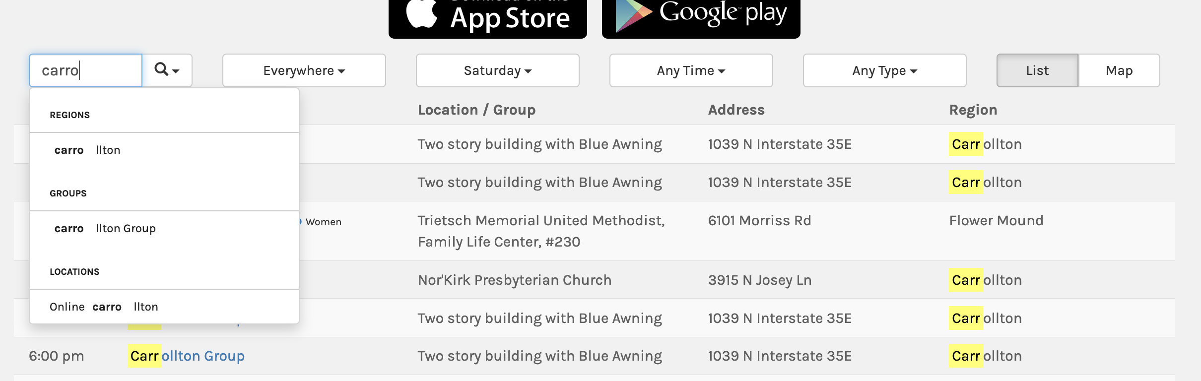 List meetings by group instead of location · Issue #891 · code4recovery/12-step-meeting-list ...