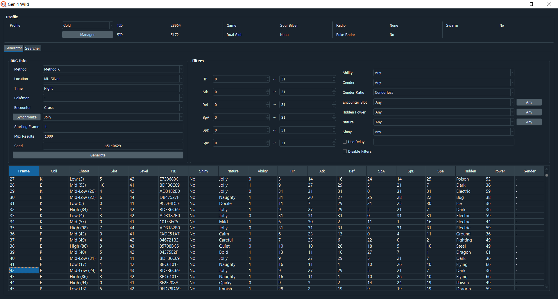 [Error] Gen 4 Wild Encounter Searcher does not match the Generator ...