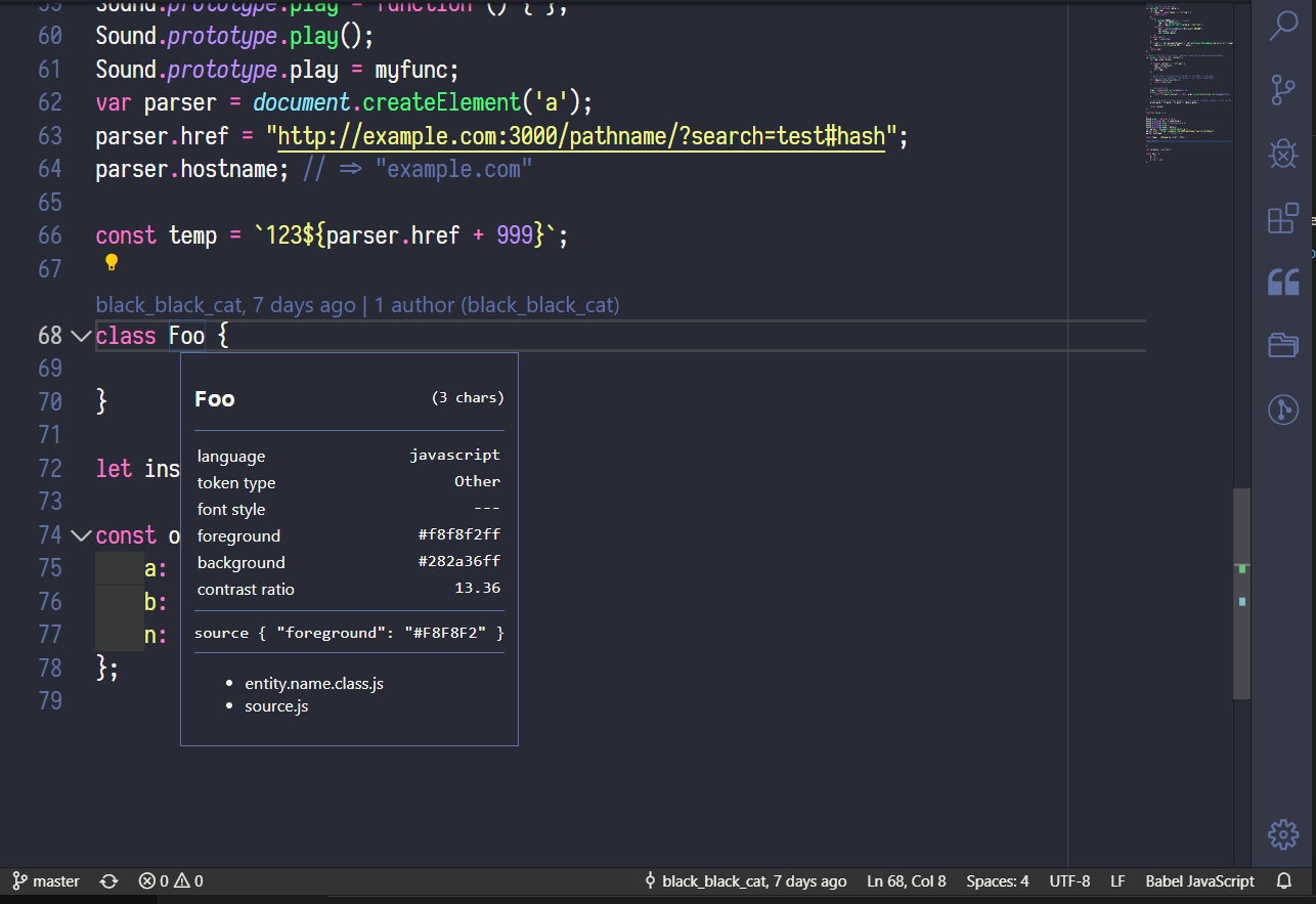 TM scope match when using Babel JavaScript extension · Issue #117 · dracula/visual-studio-code ...