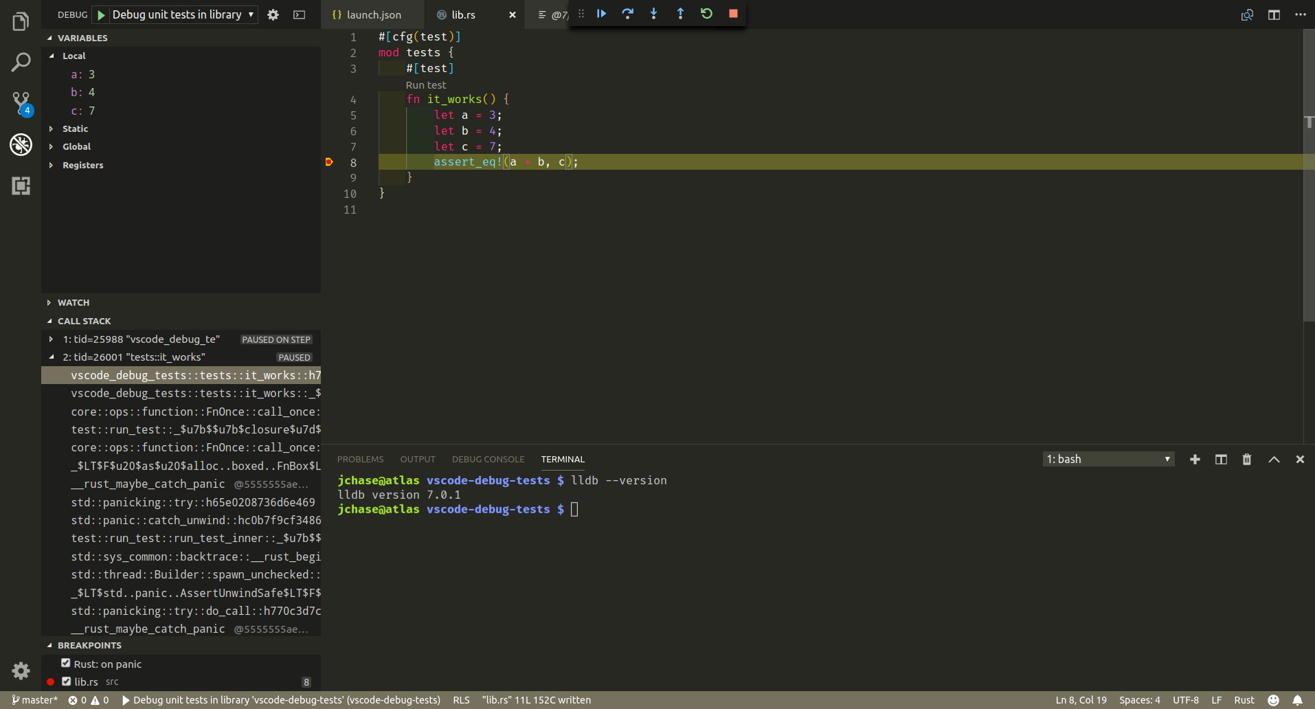 Debugging Rust tests breaks in wrong thread · Issue #161 · vadimcn ...