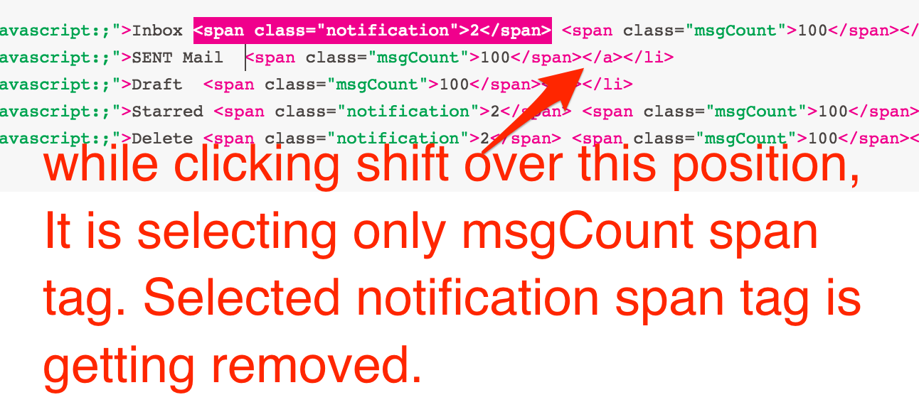 Multi Line selection using 'command' and 'shift' in developer console ...