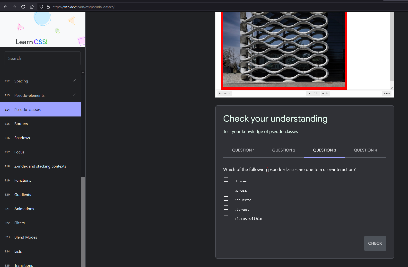 small typo in Question 3 of web.dev/learn/css/pseudo-classes/ · Issue #9188 · GoogleChrome/web ...