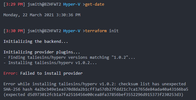 Unable To Install The Provider Due To Mismatched Sha 256 Hash · Issue 53 · Taliesinsterraform