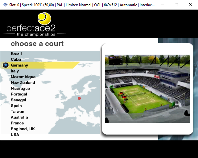 [BUG] Perfect Ace 2: missing field view when selecting a tennis court ...