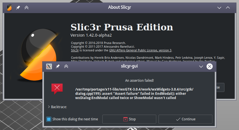 About dialog: assert "Assert failure" failed in EndModal(): either ...