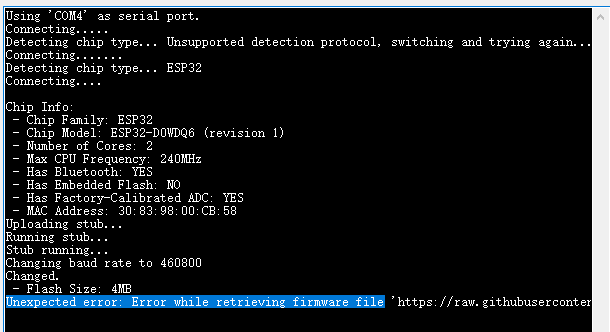 Unexpected error: Error while retrieving firmware file · Issue #2837 ...