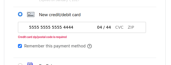 Credit card payment blocked by nonexistent postcode requirement · Issue ...