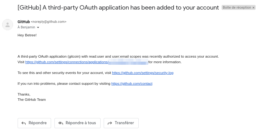 Send an email notification when an application is connected through ...