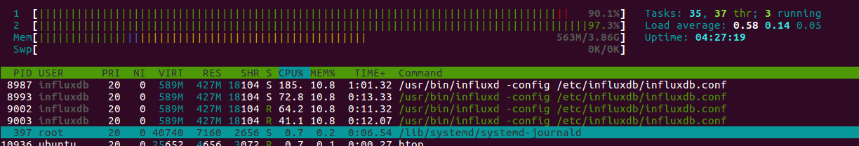 InfluxDB high CPU usage for one simple query · Issue #9354 · influxdata/influxdb · GitHub