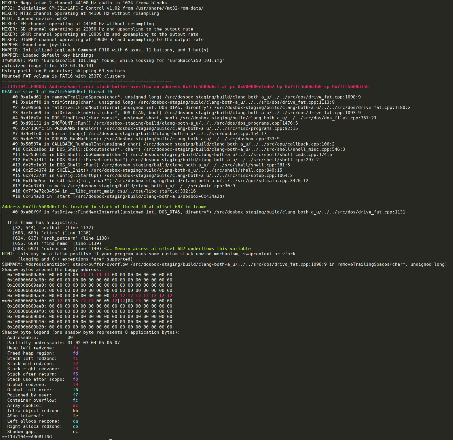 Stack Buffer Overflow When Mounting A Fat Image · Issue 1008 · Dosbox Stagingdosbox Staging