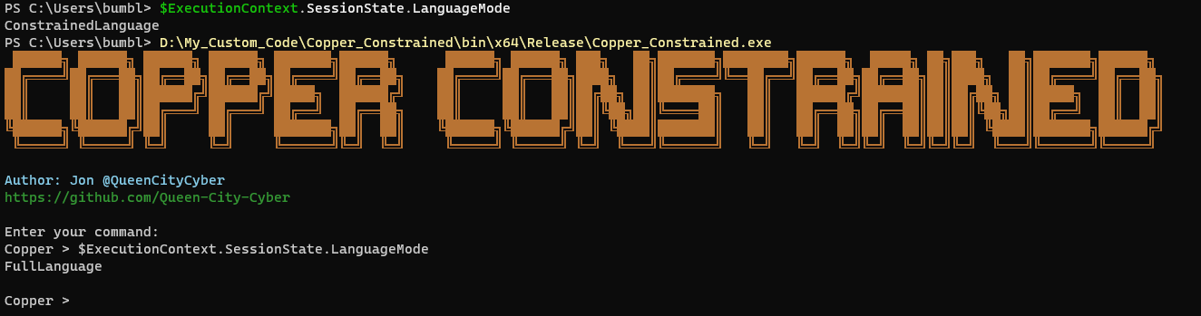 GitHub - DragoQCC/Copper-Constrained: Constrained Language Mode bypass using powershell objects ...