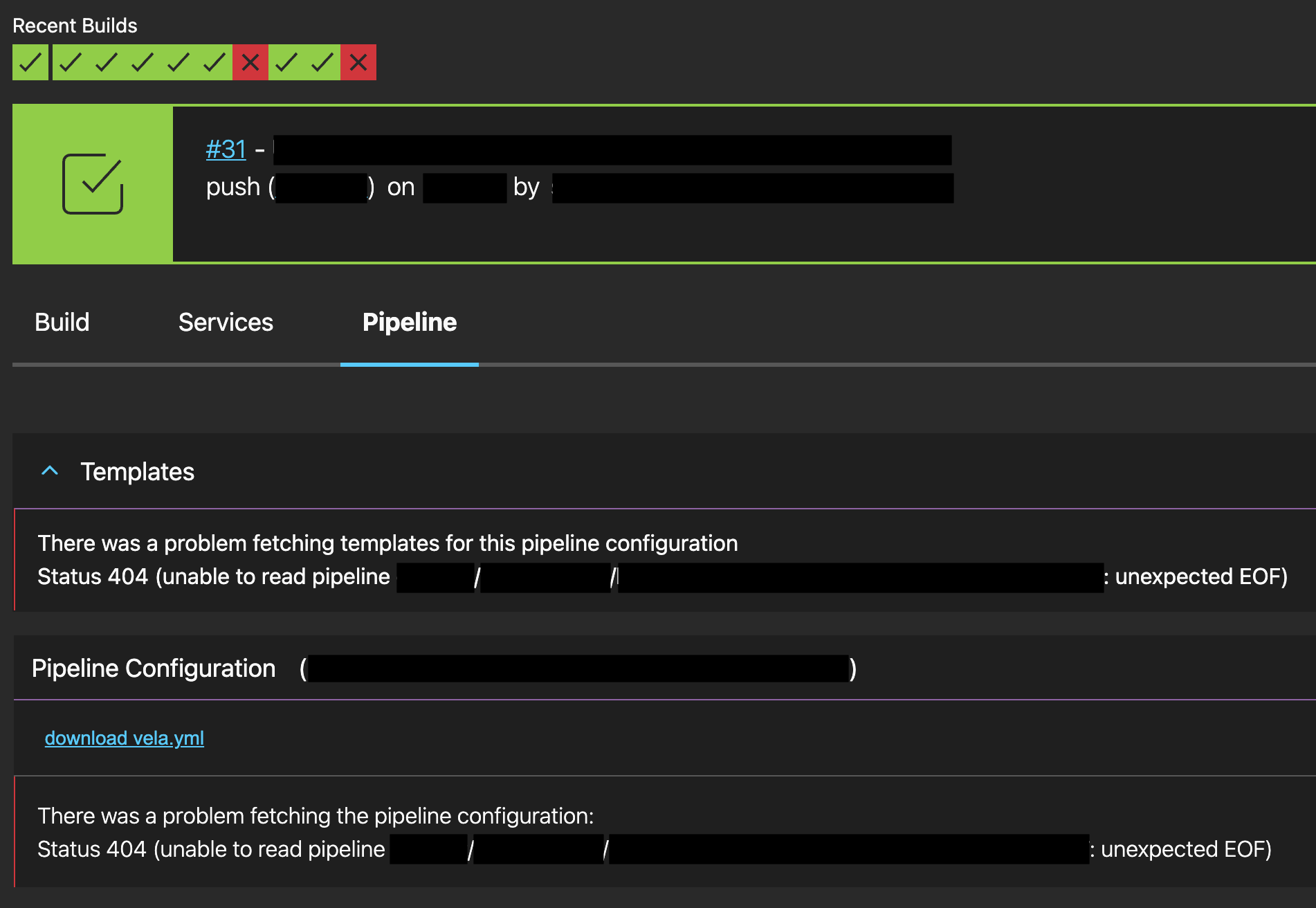 ui: revisit new* pipeline tab regression · Issue #587 · go-vela/community · GitHub