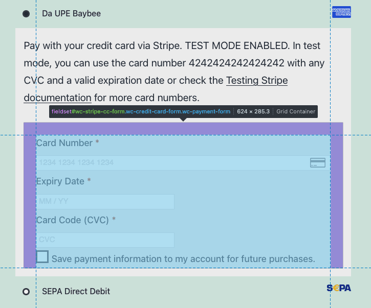 "Save Payment Method" checkbox not aligned properly with credit card form when UPE is disabled ...