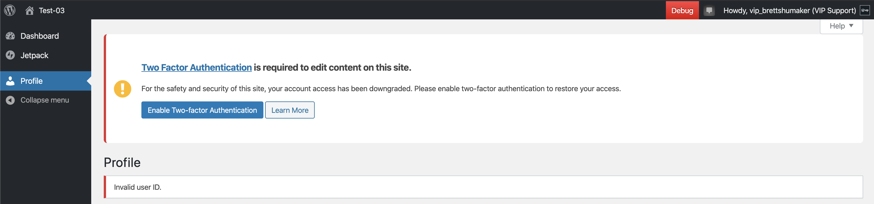 Invalid User ID when updating user profile fields. · Issue #1444 ...