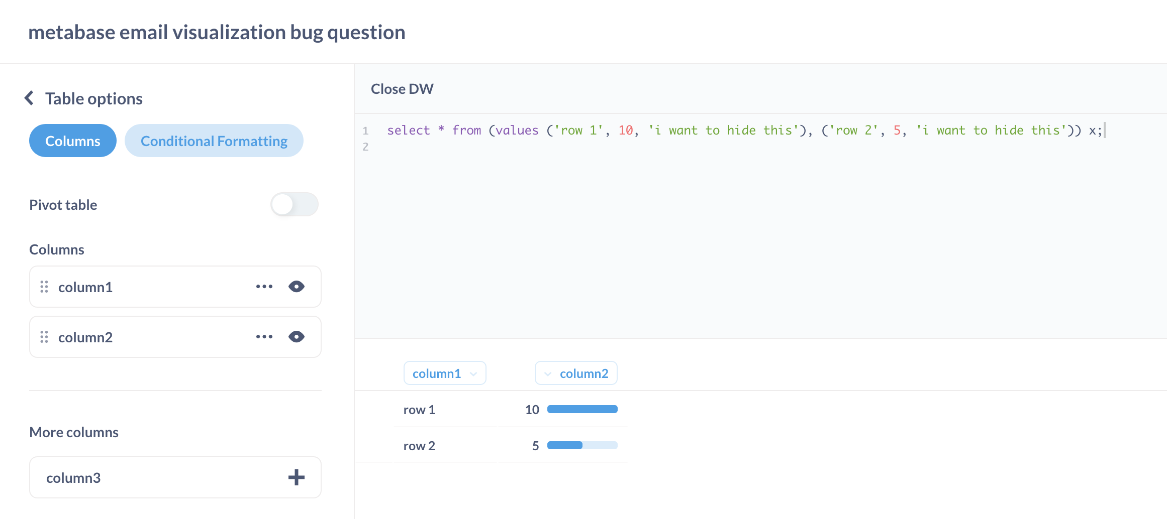 Subscriptions Don T Apply Table Visualization Settings · Issue 29277 · Metabase Metabase · Github