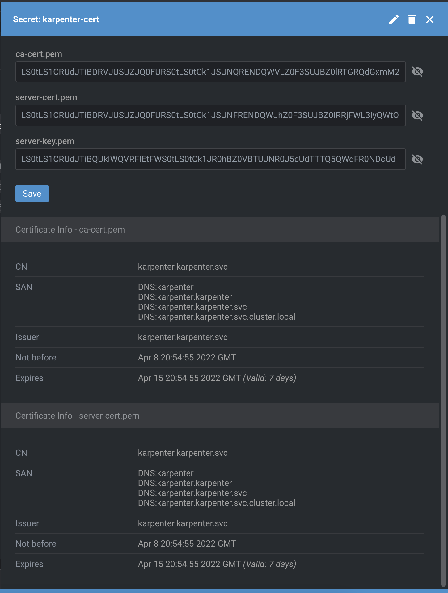 Internal error occurred: failed calling webhook "defaulting.webhook.provisioners.karpenter.sh ...
