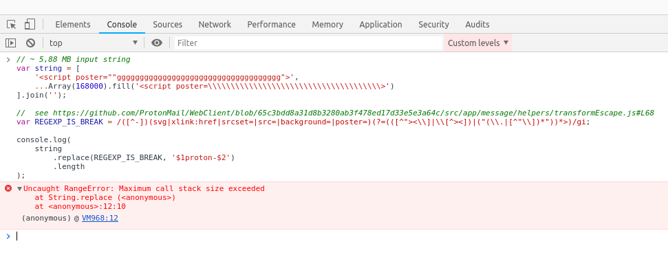 "transformEscape" fails with "RangeError: Maximum call stack size exceeded" · Issue #146 ...