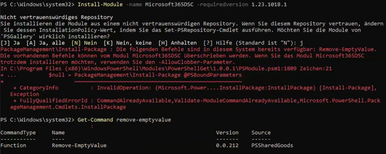 Remove Emptyvalue Function Without Prefix Causes Issues Add M365dscprefix · Issue 3861 