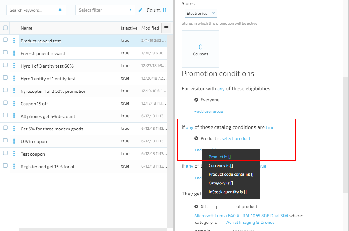 To add more than 1 product/catalog to marketing promotion condition ...