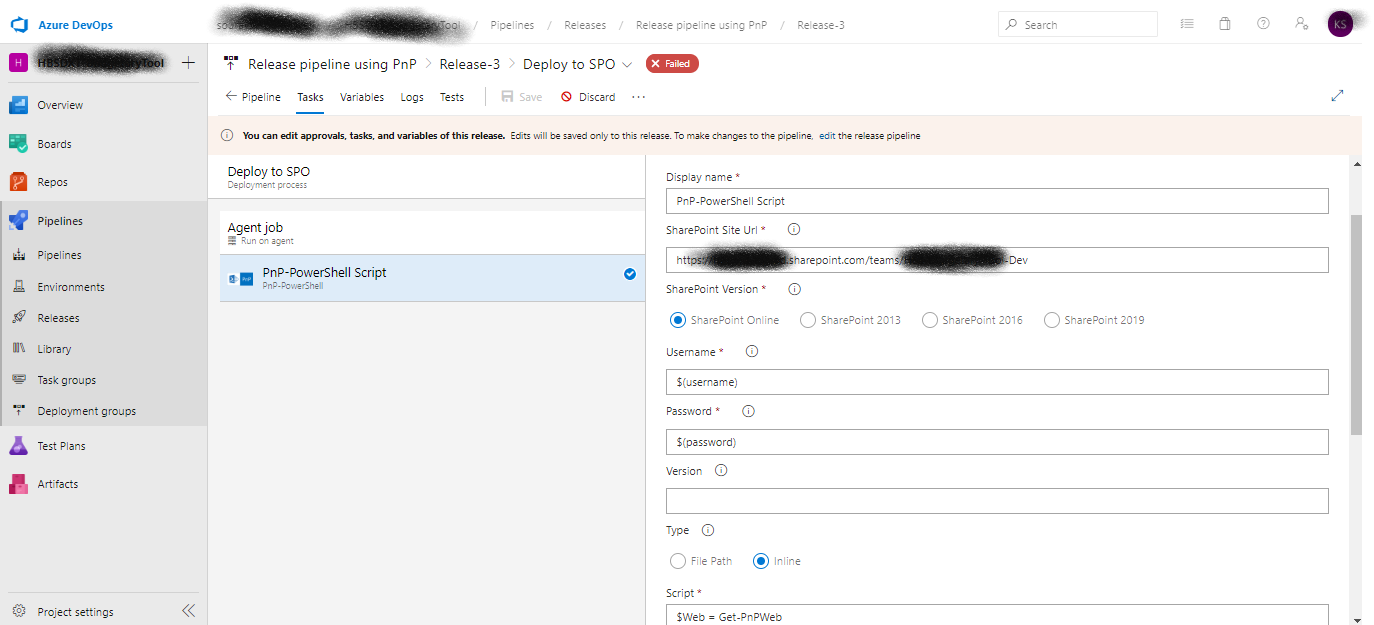 Cannot Connect To Sp Online From Azure Devops · Issue 6 · S Kainetvsts Pnp Powershell · Github