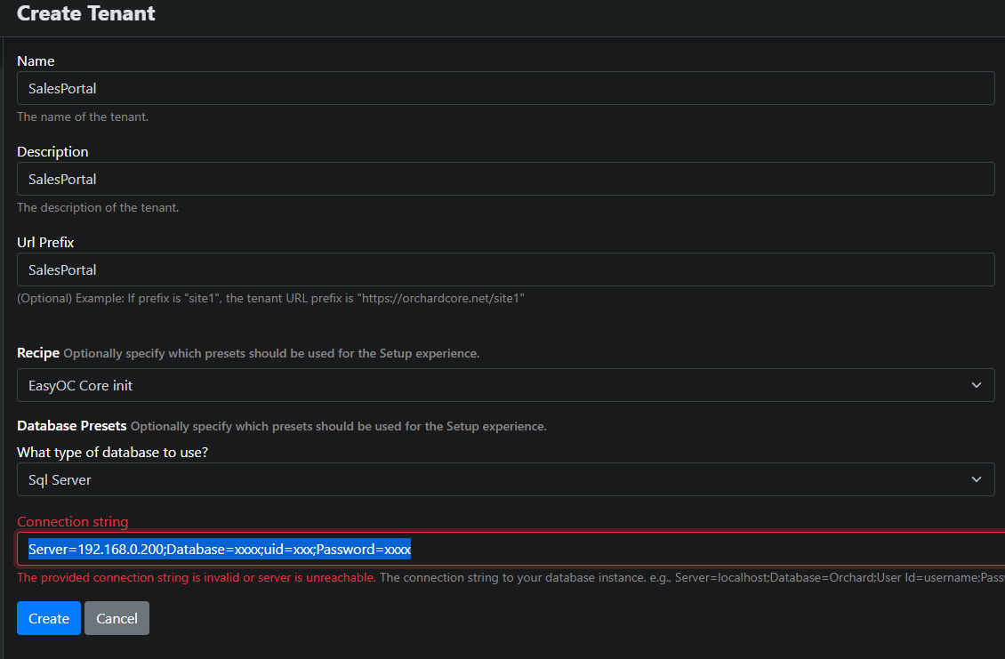The provided connection string is invalid or server is unreachable · Issue #12679 · OrchardCMS ...