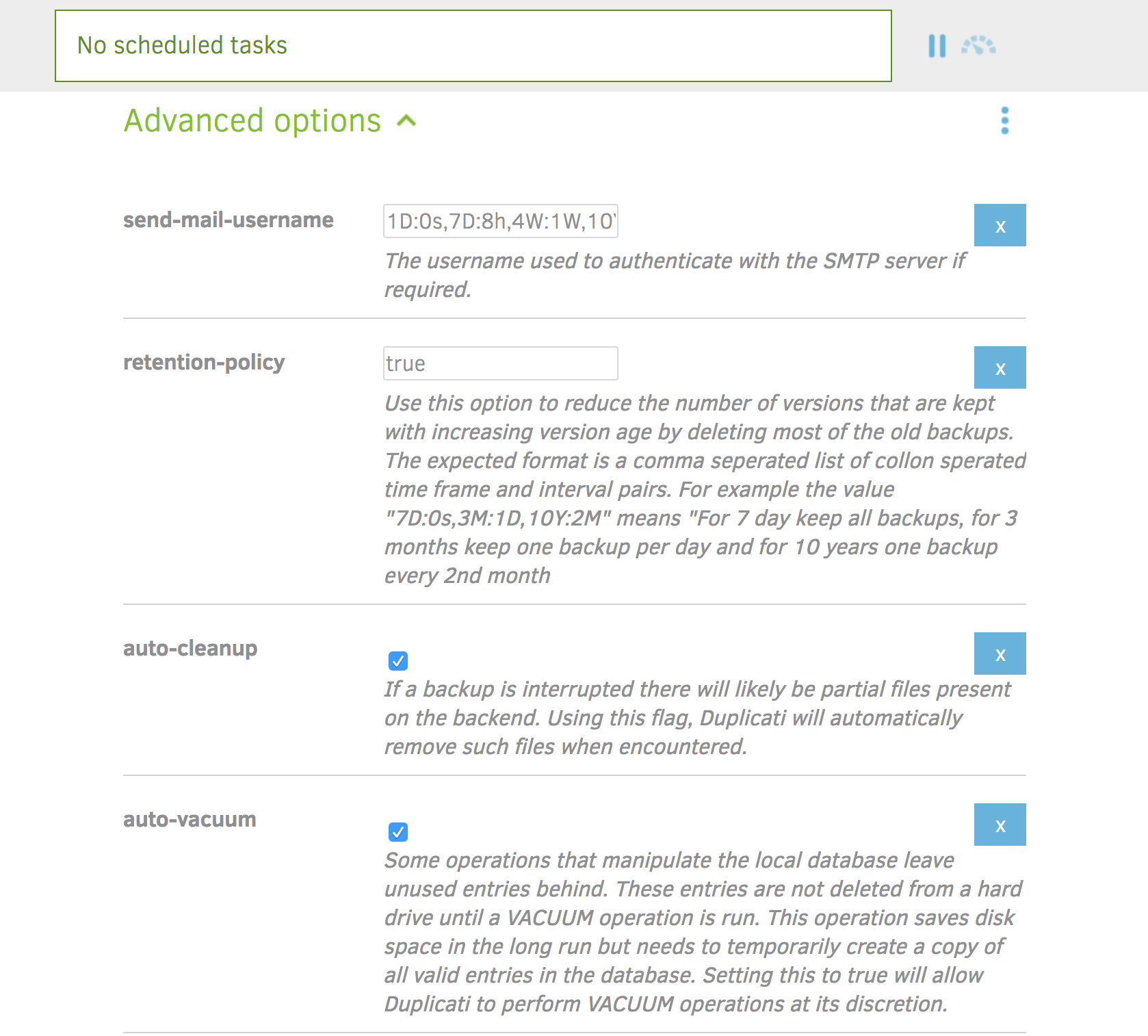Advanced options list display issue · Issue #2945 · duplicati/duplicati · GitHub