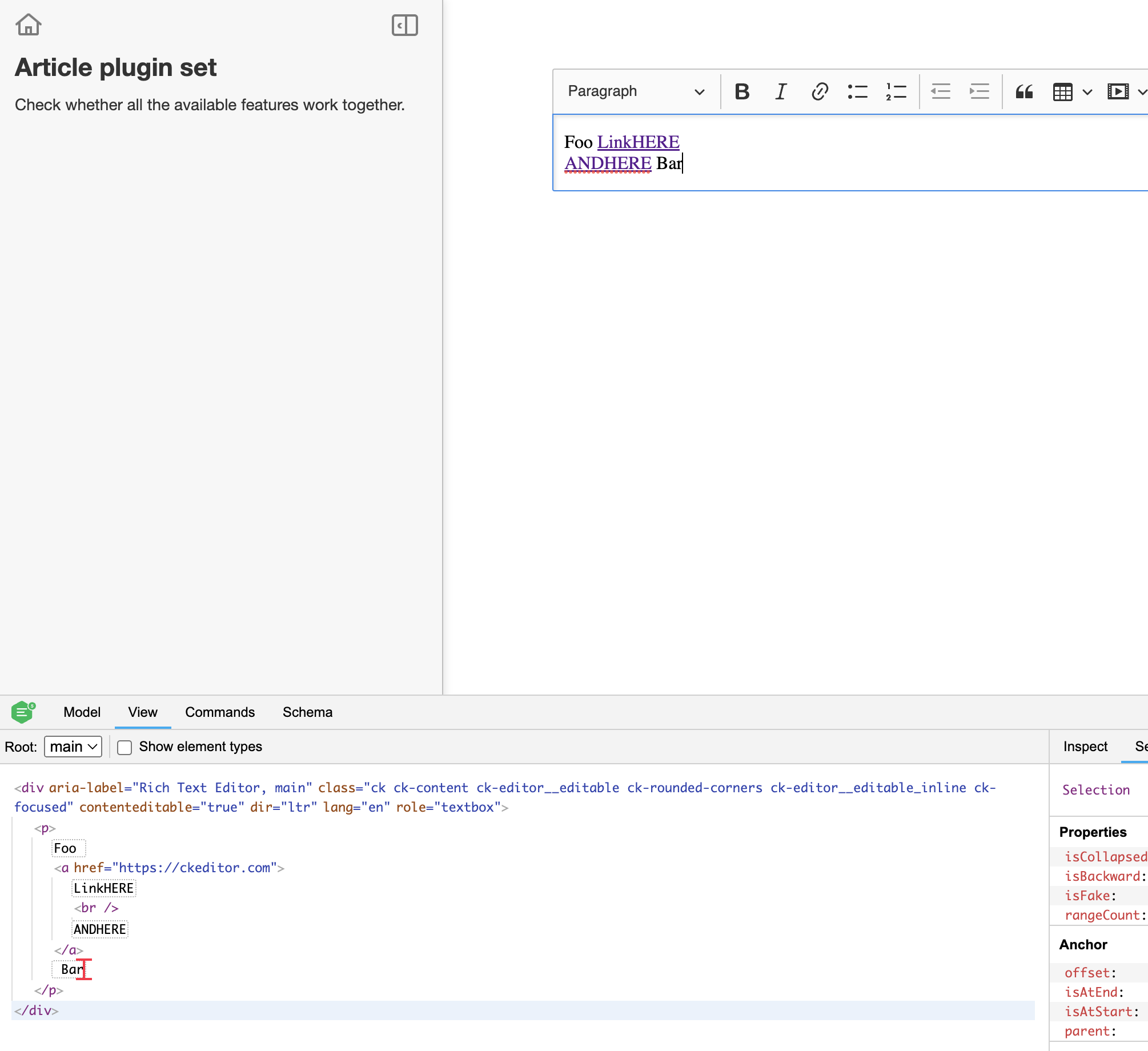 Should `br` break inline elements? · Issue #1068 · ckeditor/ckeditor5 · GitHub