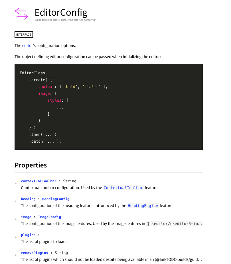 Define rules for documenting editor config options · Issue #403 · ckeditor/ckeditor5 · GitHub