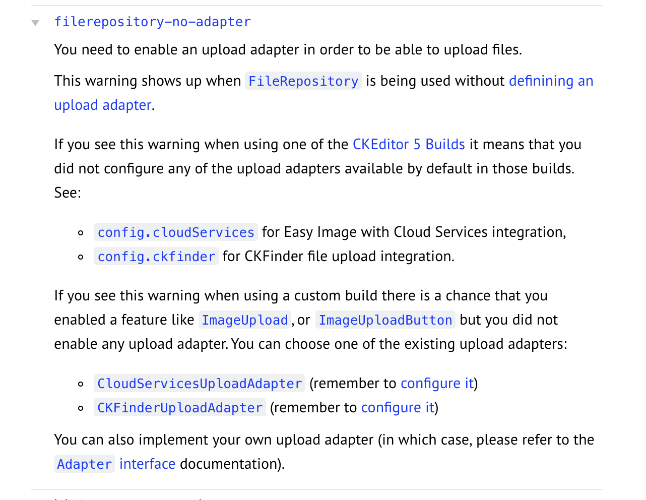 Improve error when there is no-adapter · Issue #2790 · ckeditor/ckeditor5 · GitHub