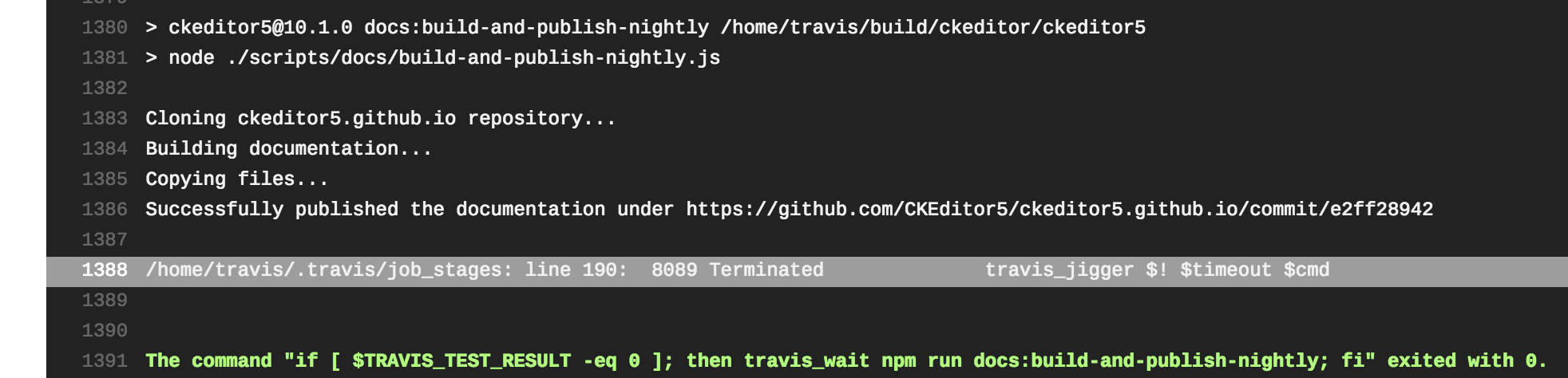 Odd error from Travis when publishing nightly docs · Issue #1128 · ckeditor/ckeditor5 · GitHub