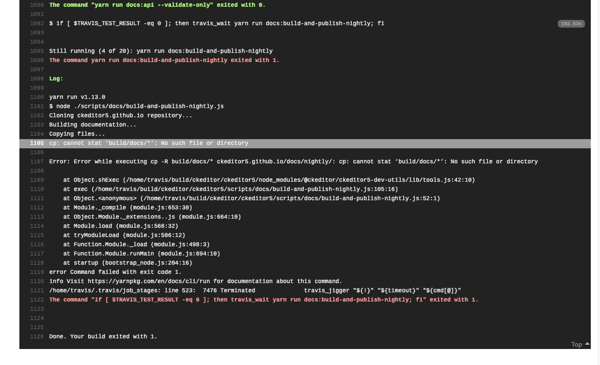 CI is red because of the scripting plublishing nightly docs · Issue #1465 · ckeditor/ckeditor5 ...