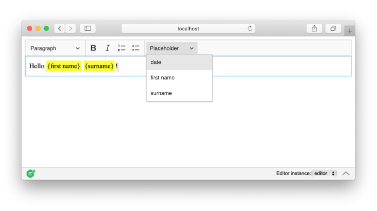 Placeholder widget (like in CKEditor 4) · Issue #871 · ckeditor/ckeditor5 · GitHub