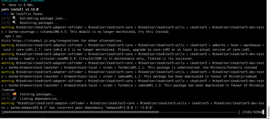Check deprecated and outdated dependencies · Issue #1658 · ckeditor/ckeditor5 · GitHub