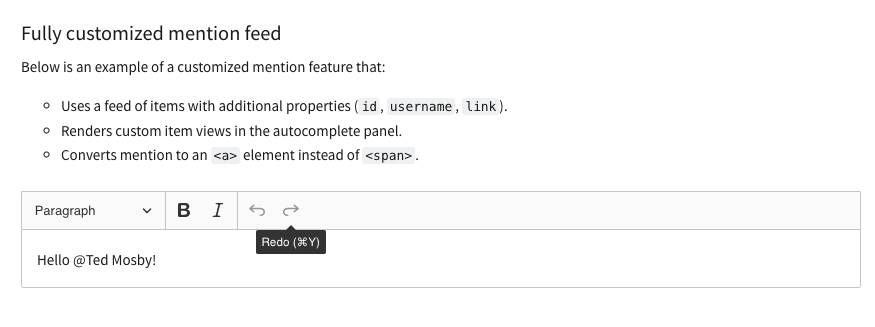 Customized mention output/input does not work · Issue #4636 · ckeditor/ckeditor5 · GitHub