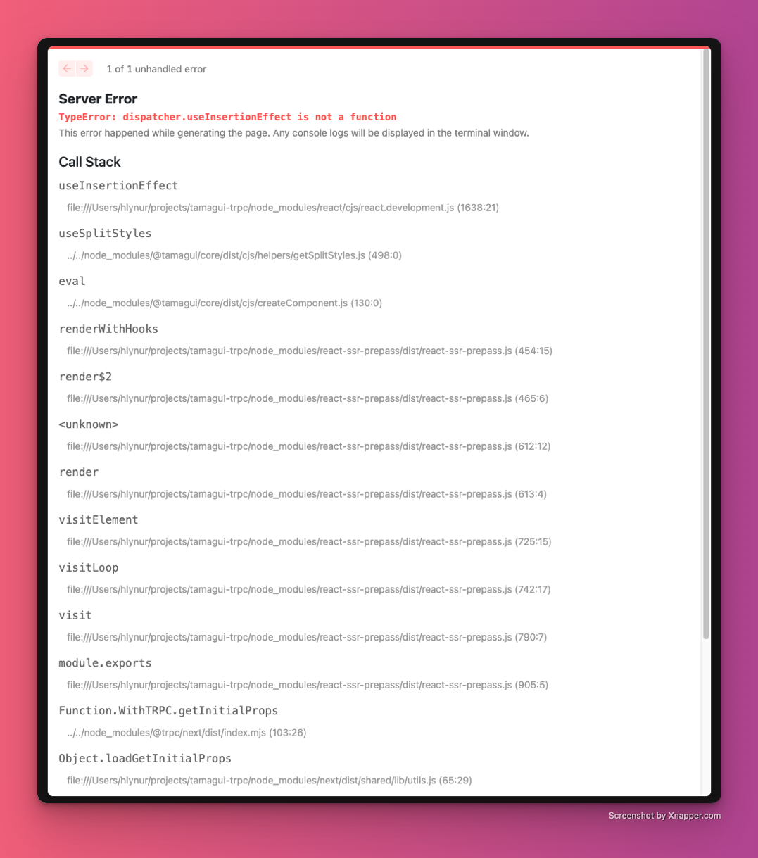 Tamagui starter crashes with trpc ssr enabled · Issue #270 · tamagui ...