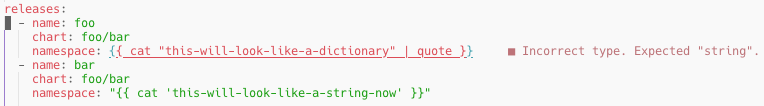 "helmfile" schema does not complaining go templating not being as String · Issue #1371 ...