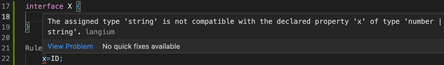 Wrong type alternatives validation · Issue #454 · eclipse-langium/langium · GitHub