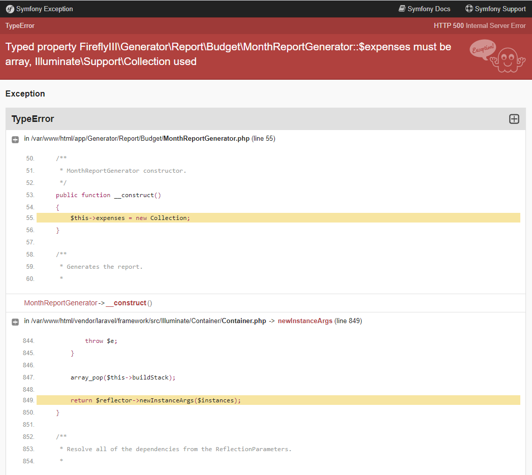 Budget report is crashing · Issue #4055 · firefly-iii/firefly-iii · GitHub