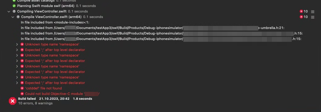 Unknown Type Name Namespace In Umbrella Headerh That Include Cpp Headers · Issue 12105