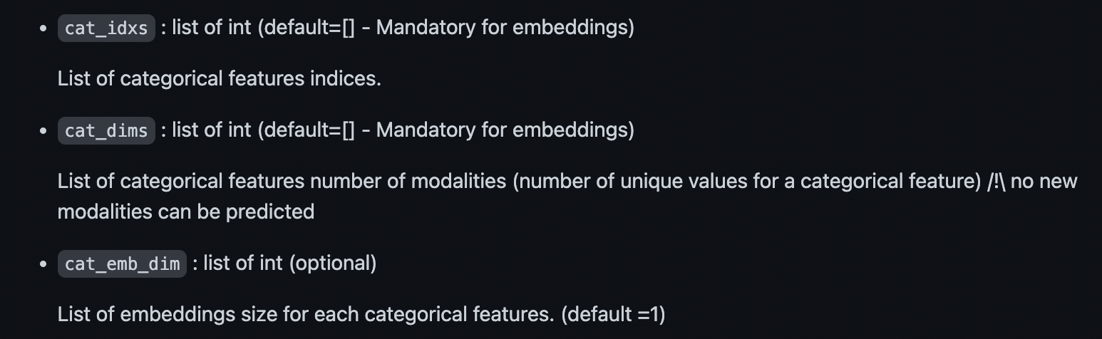categorical variables in input · Issue #369 · dreamquark-ai/tabnet · GitHub