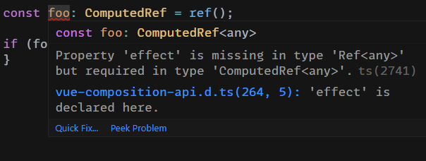 [1.2.3] `Ref` is not assignable to `ComputedRef` (breaking) · Issue #826 · vuejs/composition-api ...