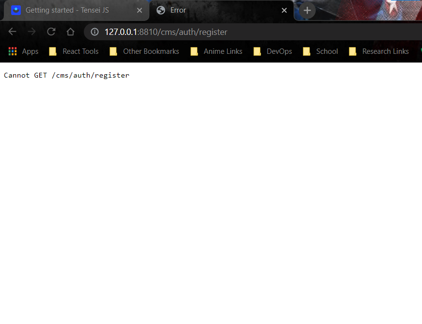 Bug report: Cant react the CMS page after project creation · Issue #217 · tenseijs/tensei · GitHub