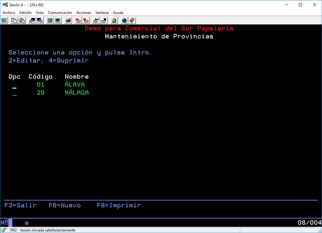 Muestra de los formatos de pantalla · Issue #1 · macastilloharo/AS400 · GitHub