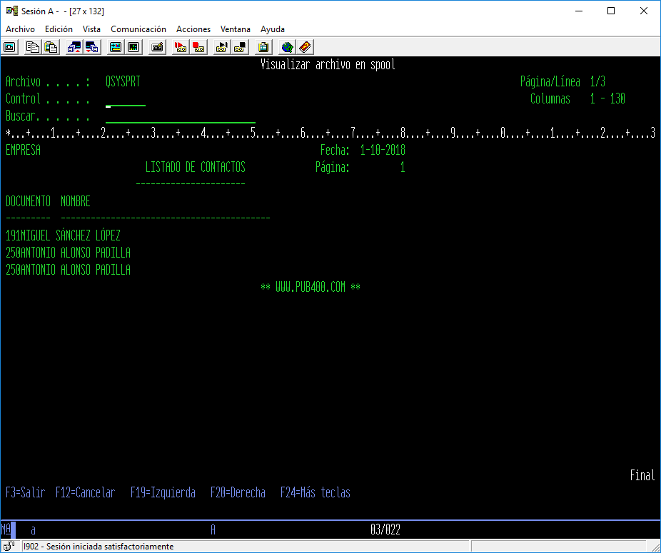 Muestra de los formatos de pantalla · Issue #1 · macastilloharo/AS400 · GitHub