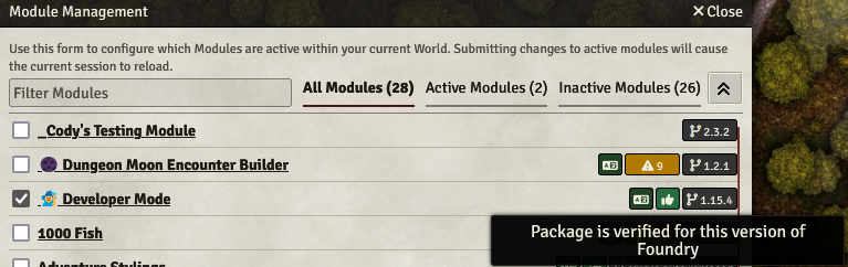 Add verified status to Package compatibility, downgrading the severity of warning for same ...